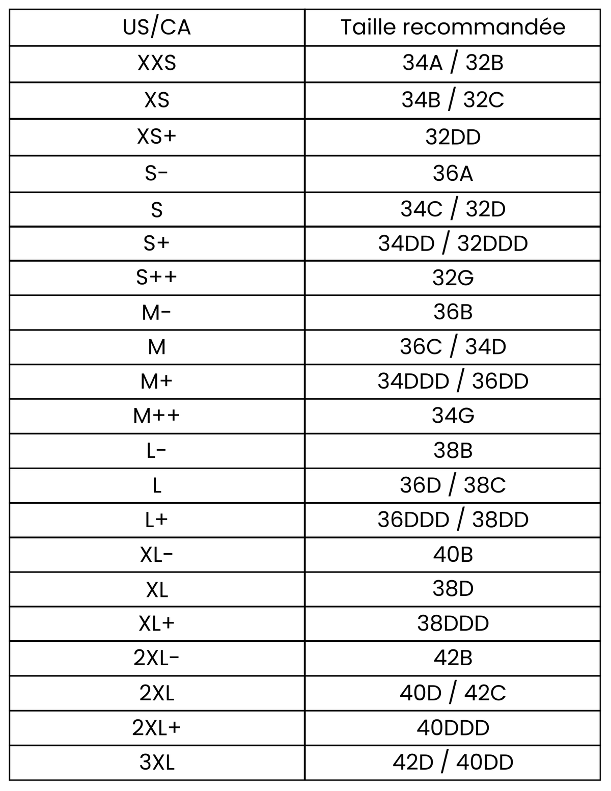 Sizing Chart – LILUNDERWEAR